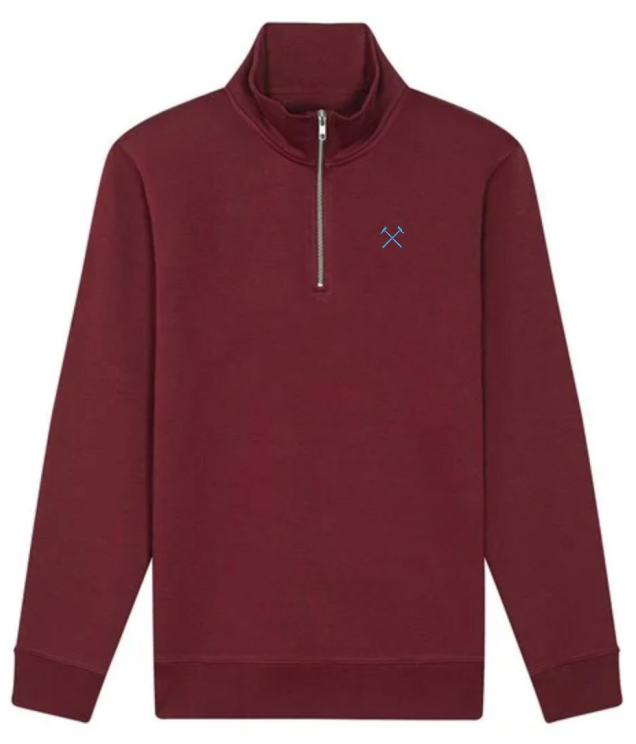 Crossed Hammers Quarter-Zip Claret Sweatshirt – Hammers Chat