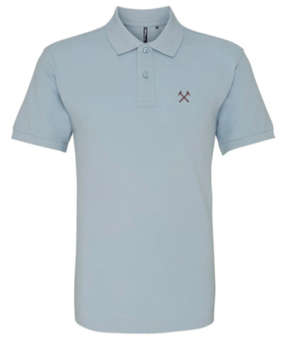 Sky blue polo with Claret Hammers – Hammers Chat